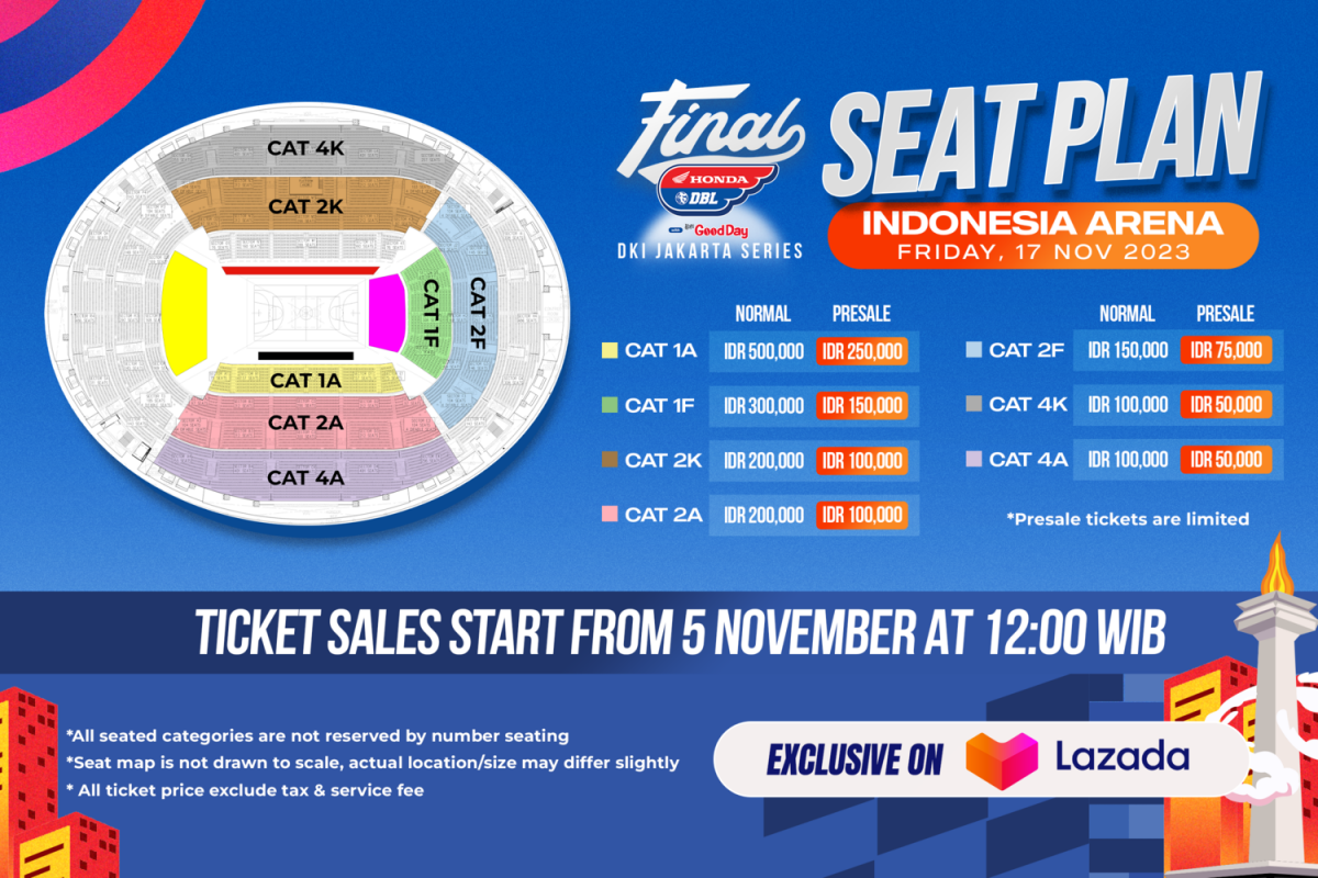 Cek! Seat Plan dan Harga Tiket Final DBL Jakarta di Indonesia Arena | DBL ID